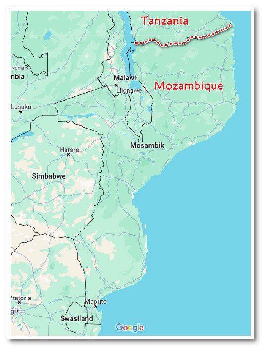 The Tanzania - Mozambique border